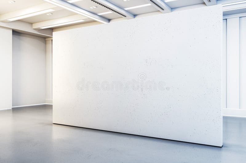 An Empty Gallery Room with a Large Blank Wall for Art Exhibition ...