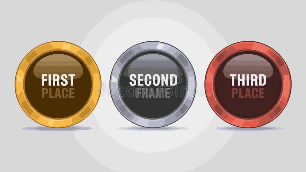 Empty Game Award Labels Frames of for First, Second and Third Place ...