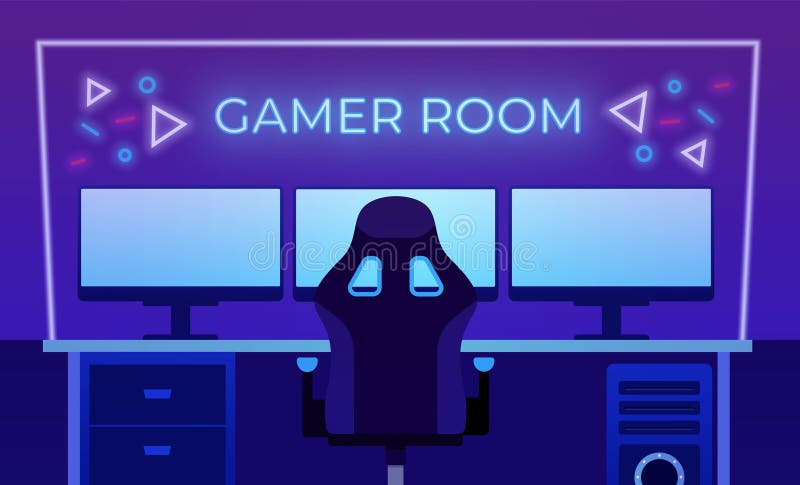 Empty Gamer Room Scene. Streamer Room Professional Gamer. Gaming ...