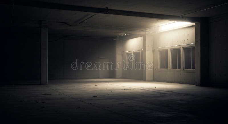 Empty Garage Interior with Concrete Floor and Natural Lighting Stock ...