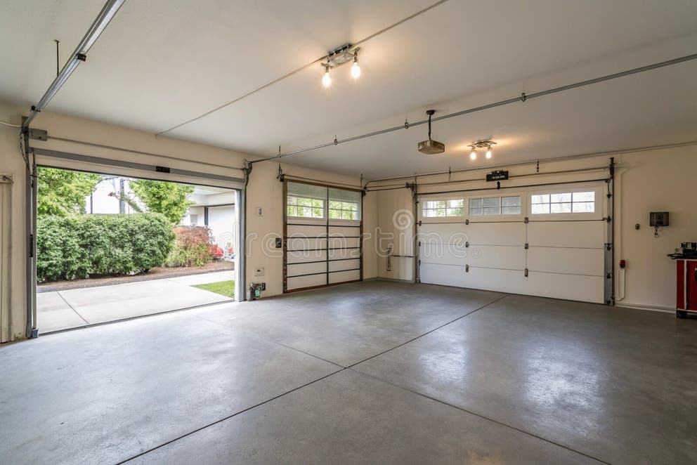 Empty Garage Interior in American House Stock Illustration ...