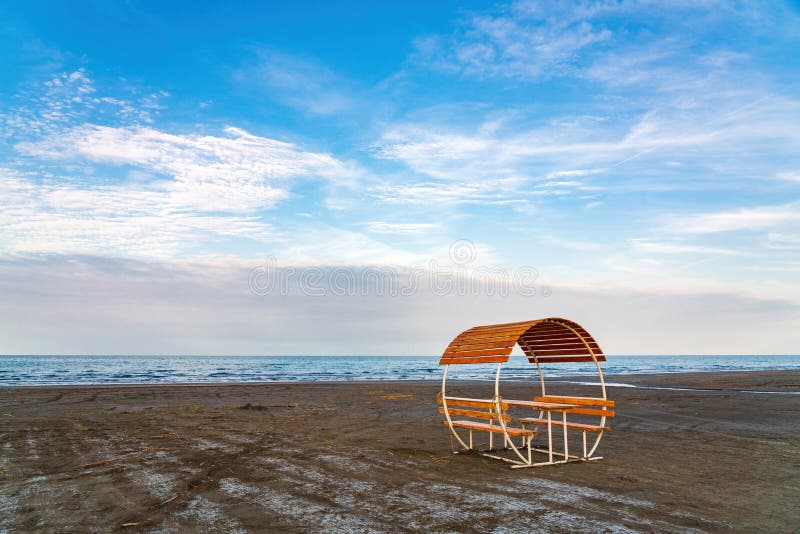 Empty Gazebo on the Beach Outside the Tourist Season. End of Summer ...