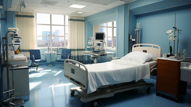 Empty Generic Hospital Interior with Bed and Other Facilities Stock ...