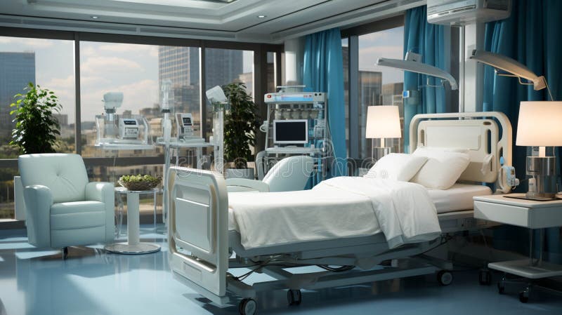 Empty Generic Hospital Interior with Bed and Other Facilities Stock ...