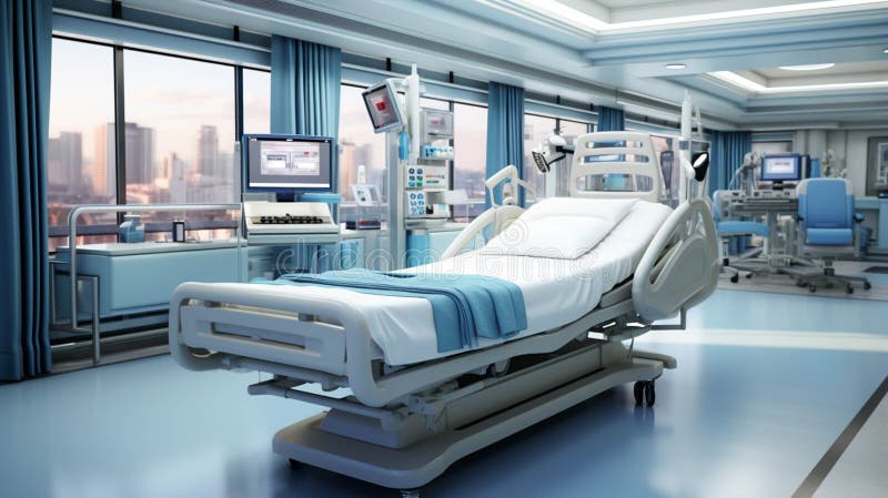 Empty Generic Hospital Interior with Bed and Other Facilities Stock ...