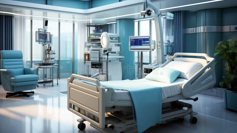 Empty Generic Hospital Interior with Bed and Other Facilities Stock ...