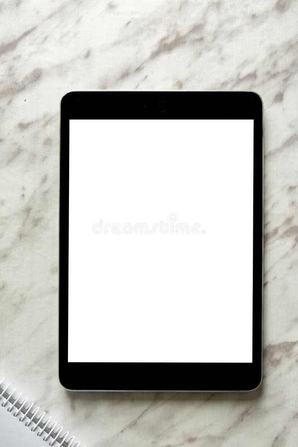 Empty Generic Tablet Pc on Top of White Marble Stock Photo - Image of ...