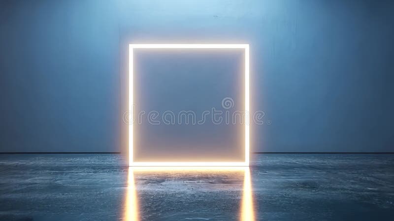 Empty Geometric Concrete Frame Square 3d Room Featuring a Bright ...