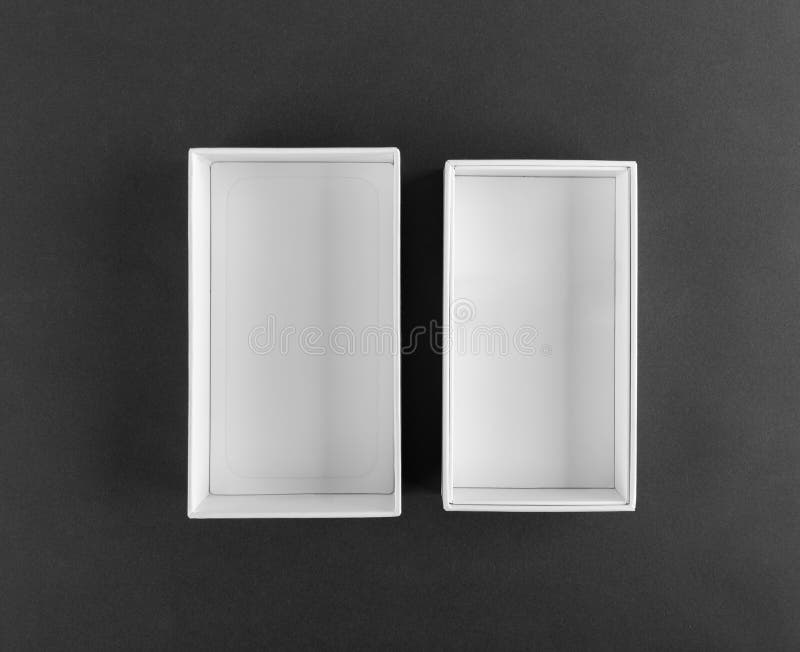 An Empty Gift White Box on a Black Stock Photo - Image of black, object ...