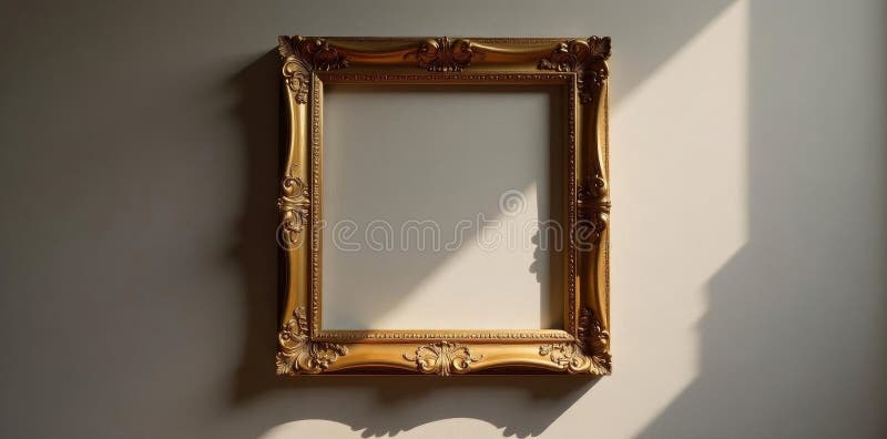 Empty Gilded Frame on Museum Wall, Subtle Shadows , Art, Classic ...