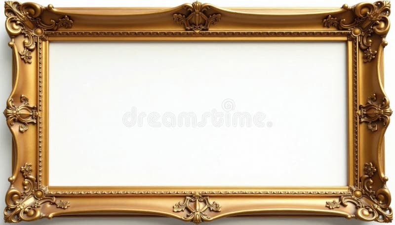 Empty Gilded Frame, Ornate Details, White Backdrop, Ornate, Gold Frame ...