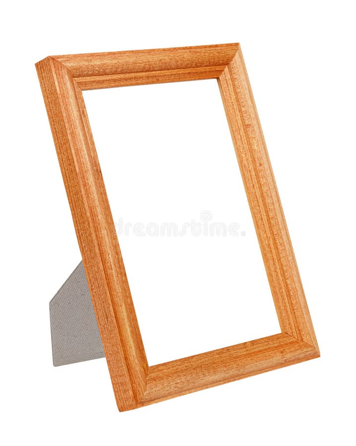 Empty Ginger Wooden Photo Frame on Stand Isolated on White Background ...