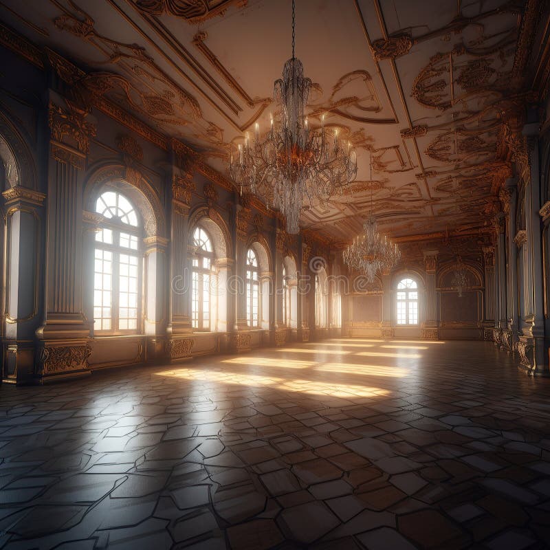 Empty Glamorous Image of a Ballroom, Stock Illustration - Illustration ...