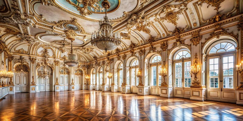 An Empty Glamorous Rococo Baroque Ballroom Creative AI Stock ...