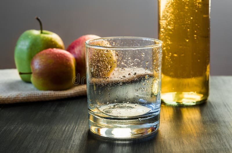 Empty Glass, Apples, Apple Wine Ready To Drink Stock Photo - Image of ...
