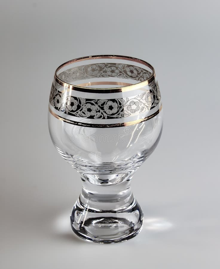 Empty Glass Bohemia Inlaid with Gold on a White Background Stock Photo ...