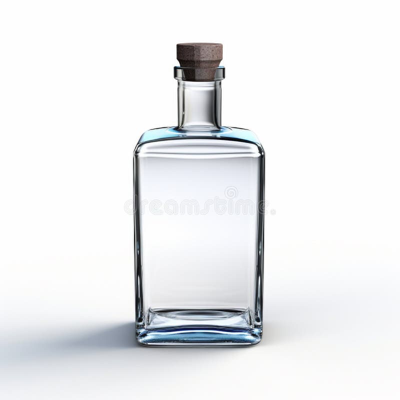 Empty Glass Bottle with Blank Label Isolated on White Background Stock ...