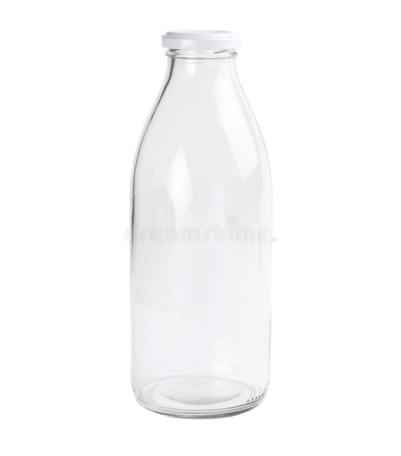 Open Empty Clear Glass Bottle for Beer and Mineral Water. Isolated on a ...