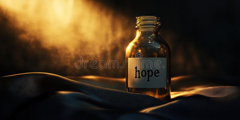 Empty Glass Bottle with the Word Hope Placed on a Satin Surface ...