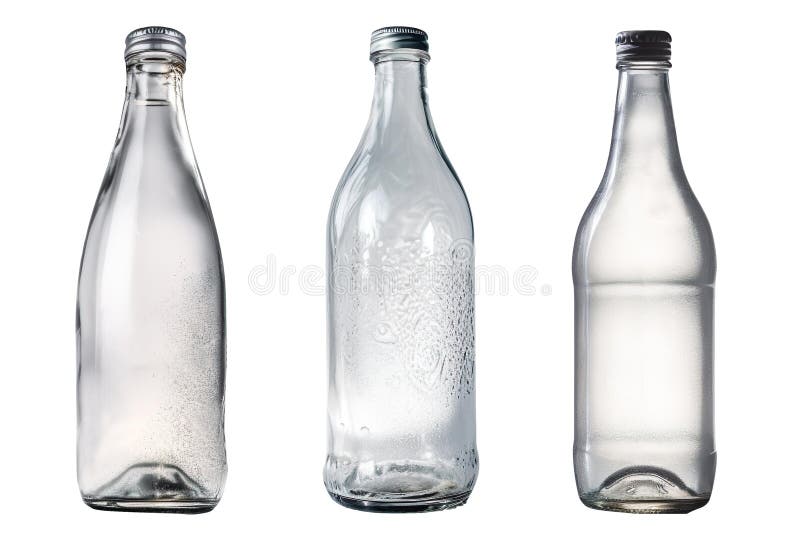 Empty Glass Bottles Isolated on Empty Background - Generative AI Stock Image - Illustration of ...