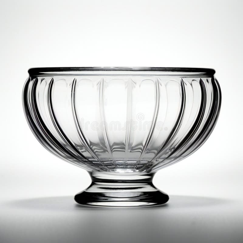 Empty Glass Bowl on a White Background, Close-up View Stock ...