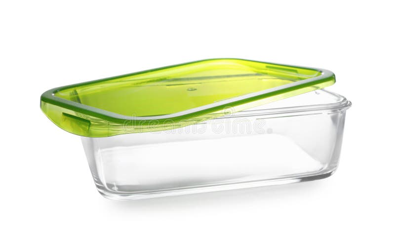 Empty Glass Container for Food Isolated on White Stock Photo - Image of ...