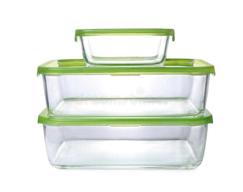 Empty Glass Containers for Food on White Background Stock Photo - Image ...