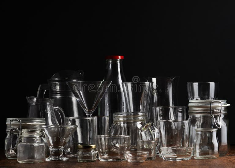 Empty glass containers stock photo. Image of isolated - 195340490