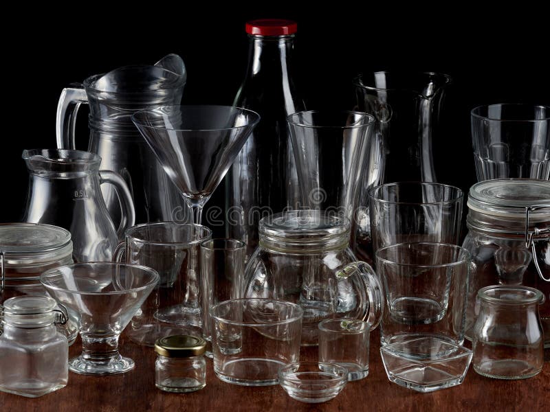 Empty glass containers stock photo. Image of beverage - 195340522