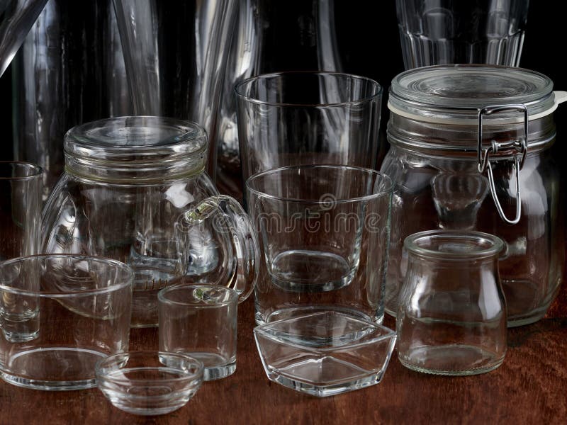 Empty glass containers stock image. Image of clear, together - 195340545