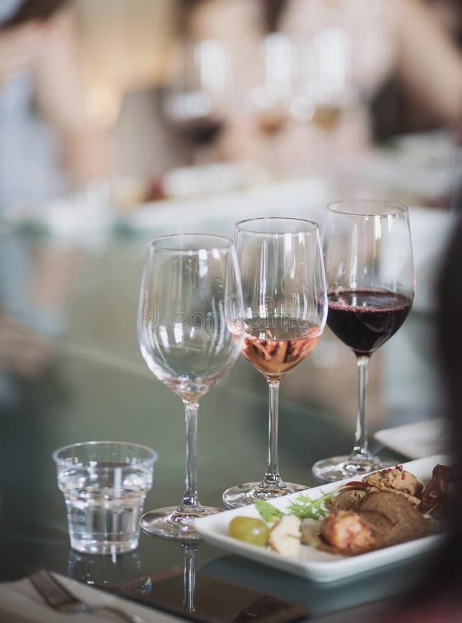 Empty Glass on Dining Table Set - Selective Focus Point. Table in the ...