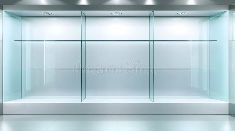 Empty Glass Display Case with Modern Design Stock Illustration ...