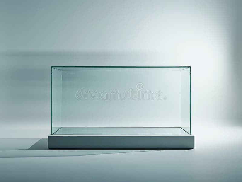 Empty Glass Display Case on Neutral Background Stock Photo - Image of ...