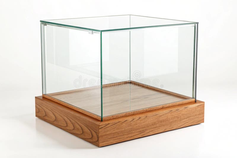Empty Glass Display Case with Wooden Base Stock Illustration ...