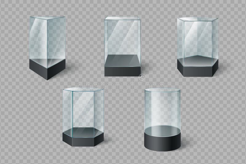 Empty Glass Display Cases with Museum Box Designs Stock Illustration ...