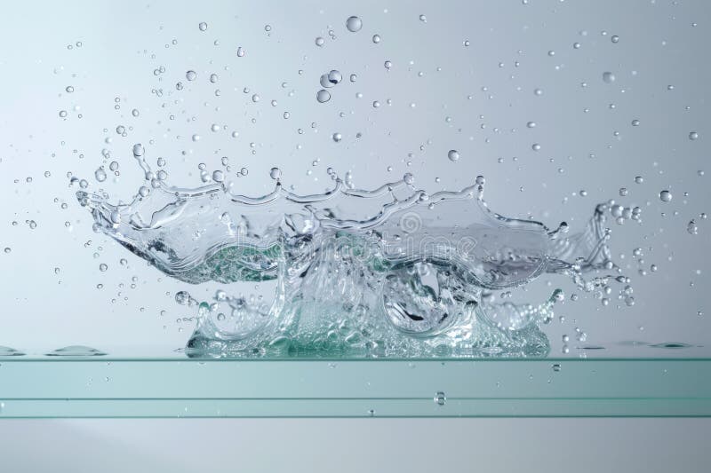 Empty Glass Display Platform Featuring Dynamic Water Effects with ...