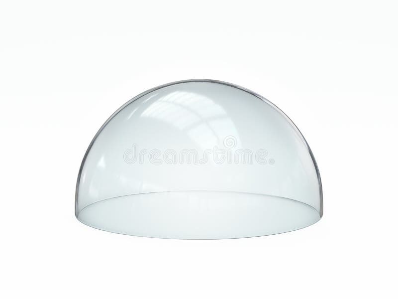 Empty Glass Dome, Transparent Hemisphere Cover 3d Rendering Stock ...