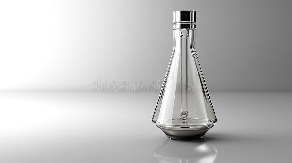 Empty Glass Erlenmeyer Flask with Stopper on White Background Stock ...