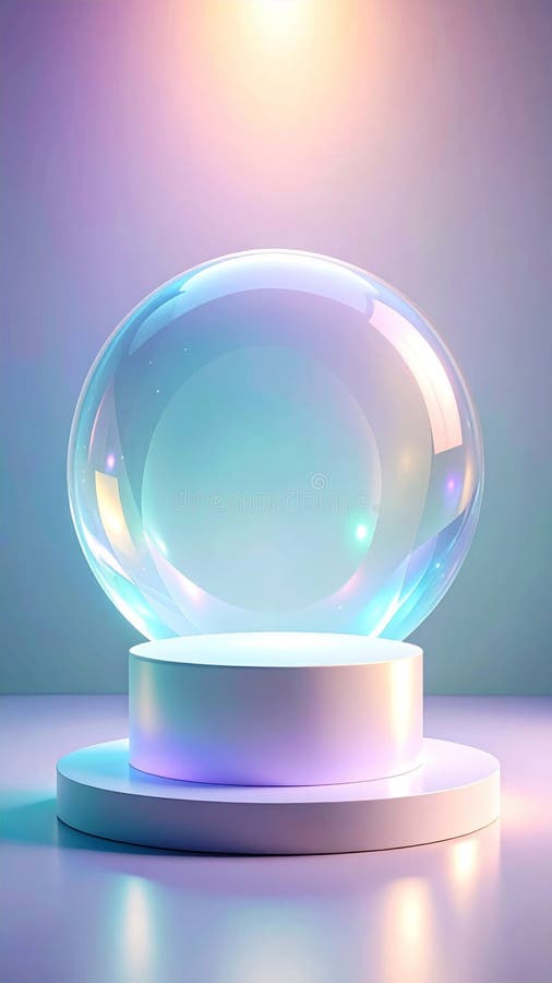 Empty Glass Globe on White Stand with Pastel Lighting Stock ...