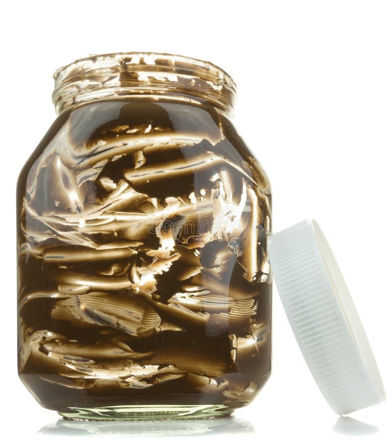 An Empty Glass Jar of Chocolate Spread Stock Photo - Image of white ...
