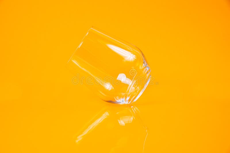 Empty Glass Empty Jar Empty Ice Bucket on Orange Background Stock Photo ...