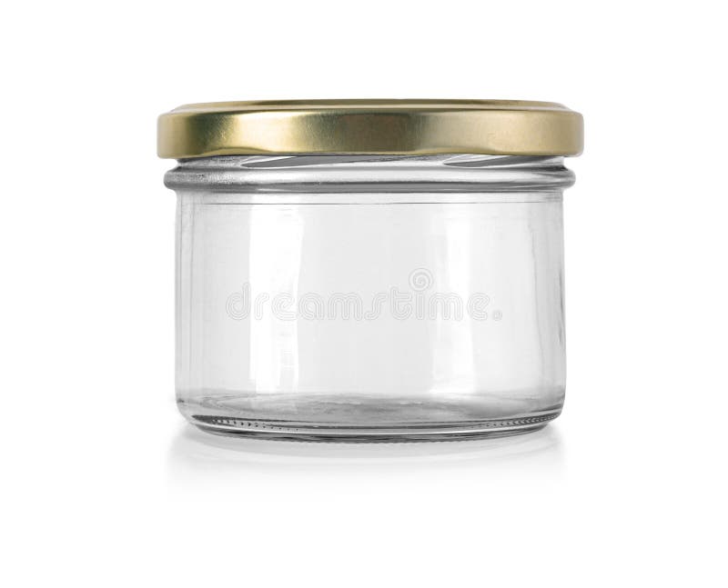 Empty glass jar isolated stock image. Image of golden - 188897017