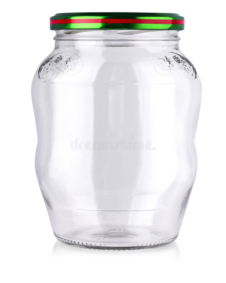 Empty Glass Jar Isolated on White with Clipping Path. Stock Photo ...