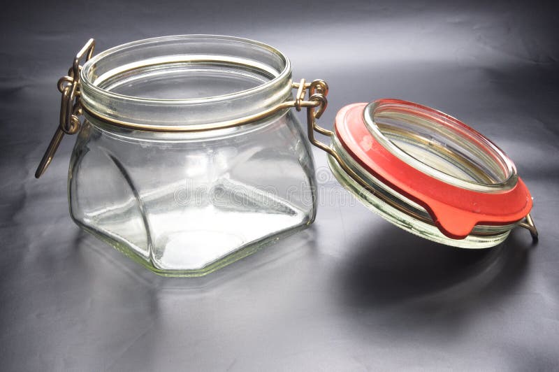 Empty Glass Jar with the Open Cap Hold Stock Image - Image of closeup ...