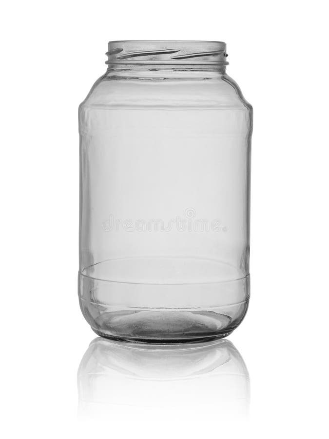 Empty Glass Jar with Reflection. Isolated on a White Background Stock ...