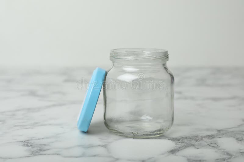 Empty Glass Jar on White Marble Table Stock Image - Image of fragile ...