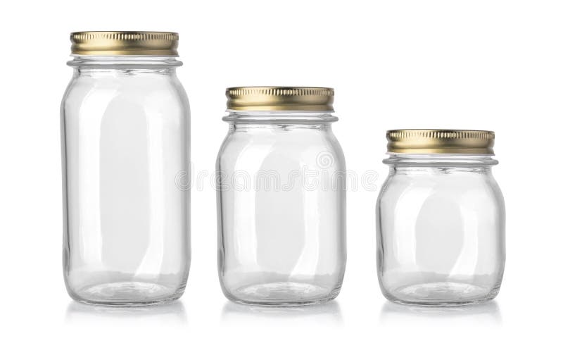 Empty glass jars isolated stock photo. Image of background - 211582882