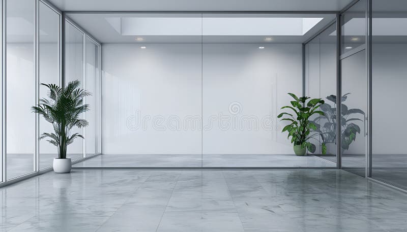 Empty Glass Office Wall for Logo Mockup Making Stock Illustration ...