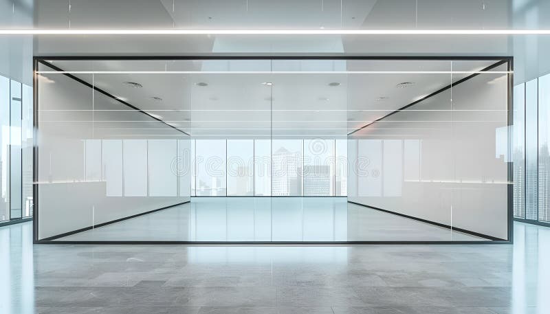 Empty Glass Office Wall for Logo Mockup Making Stock Illustration ...