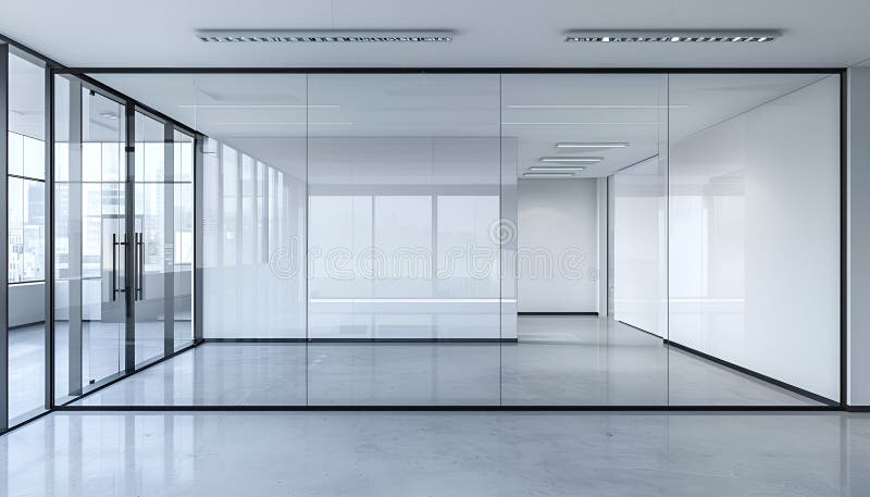 Empty Glass Office Wall for Logo Mockup Making Stock Illustration ...